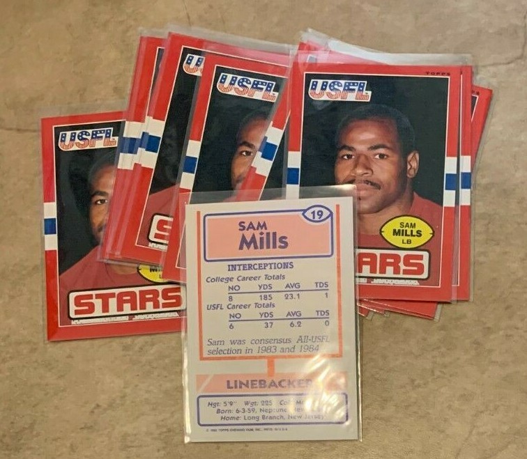1985 Topps #19 Sam Mills RC HOF USFL ROOKIE New Orleans Saints Panthers ...