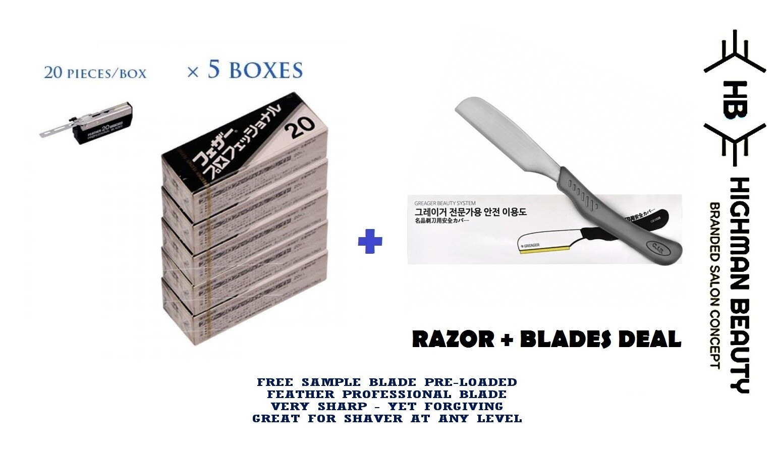 CJB Straight Kamisori Similiar Feather Razor plus Feather 100 blades ...