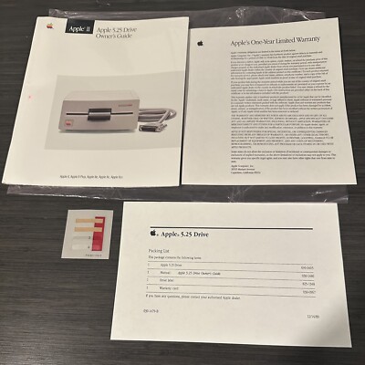 Apple 5.25 disk drive manual paperwork only for IIe IIc llgs 2 computer ...