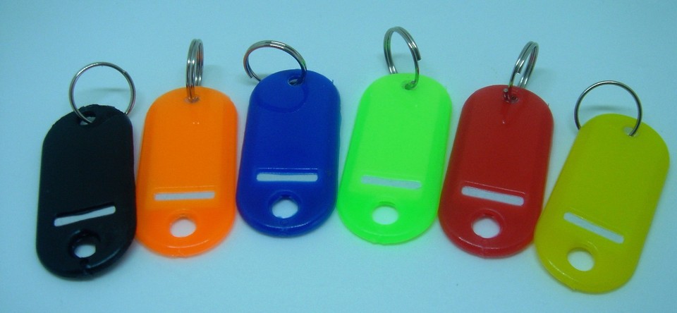 6 EA. COLOR CODED KEY RINGS 2 1/4"L X 1" W EASILY IDENTIFY PERSONAL ...