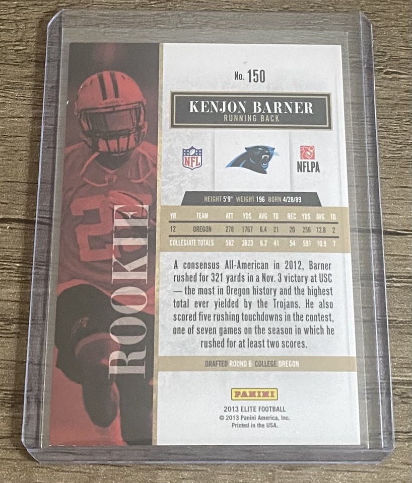 Kenjon Barner 2013 Panini Elite Rookie RC /799 #150 Carolina Panthers ...