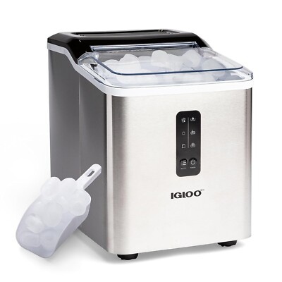 Igloo Portable Ice Maker Countertop Bullet Ice Machine 26lbs Stainless ...
