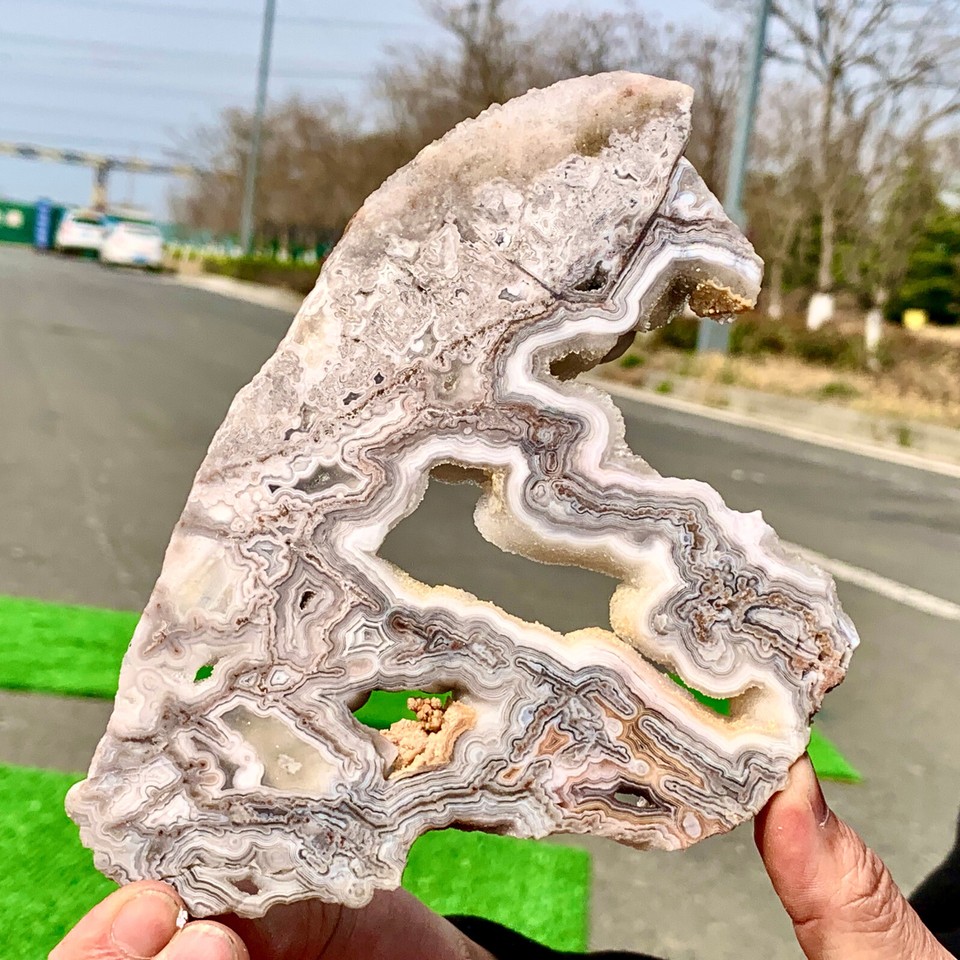 264G Natural Crazy Banded Lace Agate Crystal Polished Slice Mexican ...