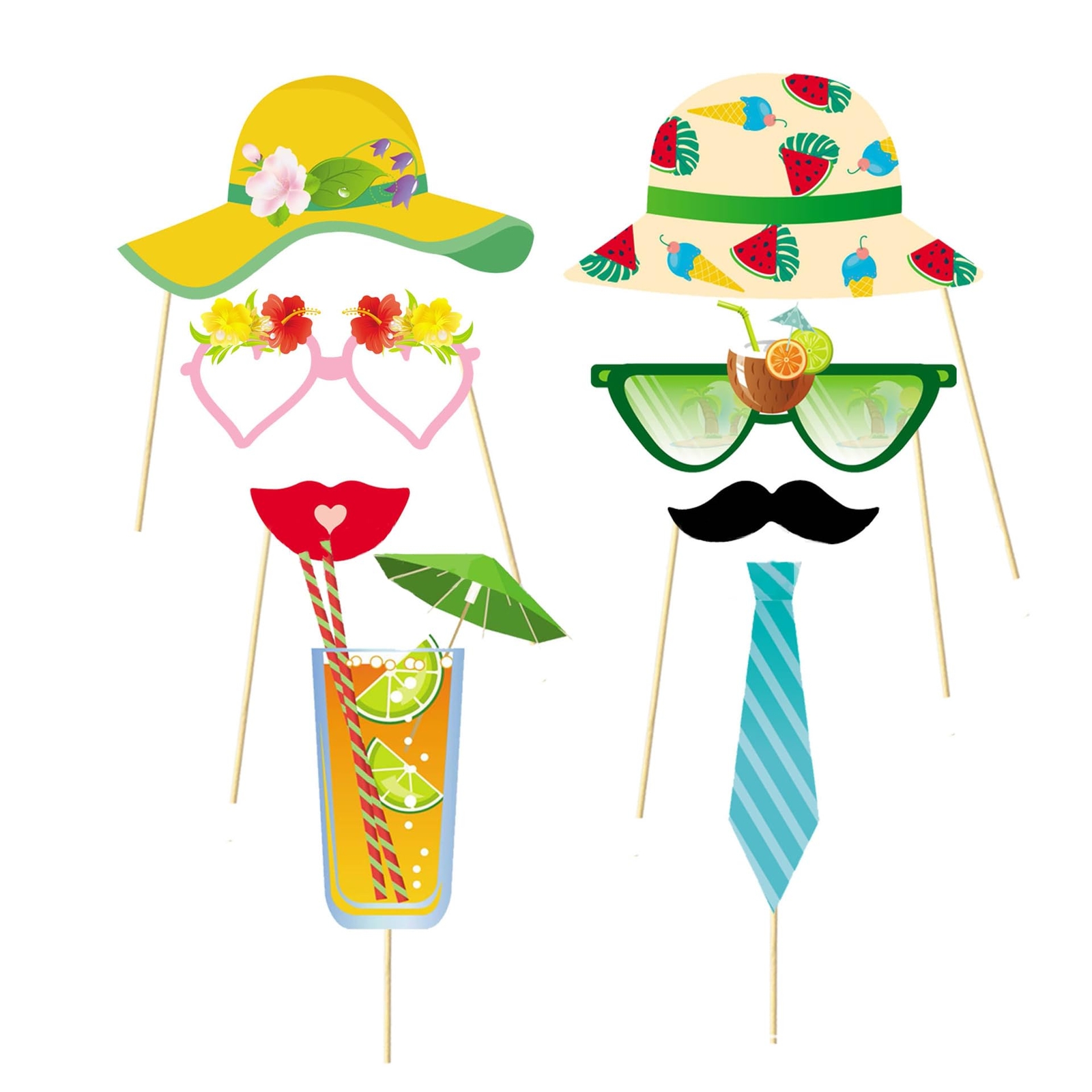 29Pcs Summer Photo Booth Props Hawaiian Photo Booth Props Summer Pool ...