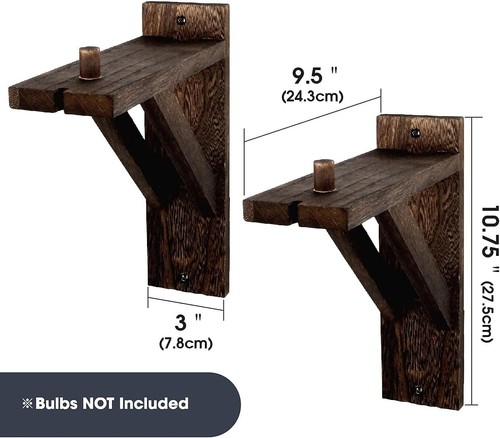 Set of 2 Wall Mount Solid Rustic Wood Bracket Shelf for Hanging Sconce ...