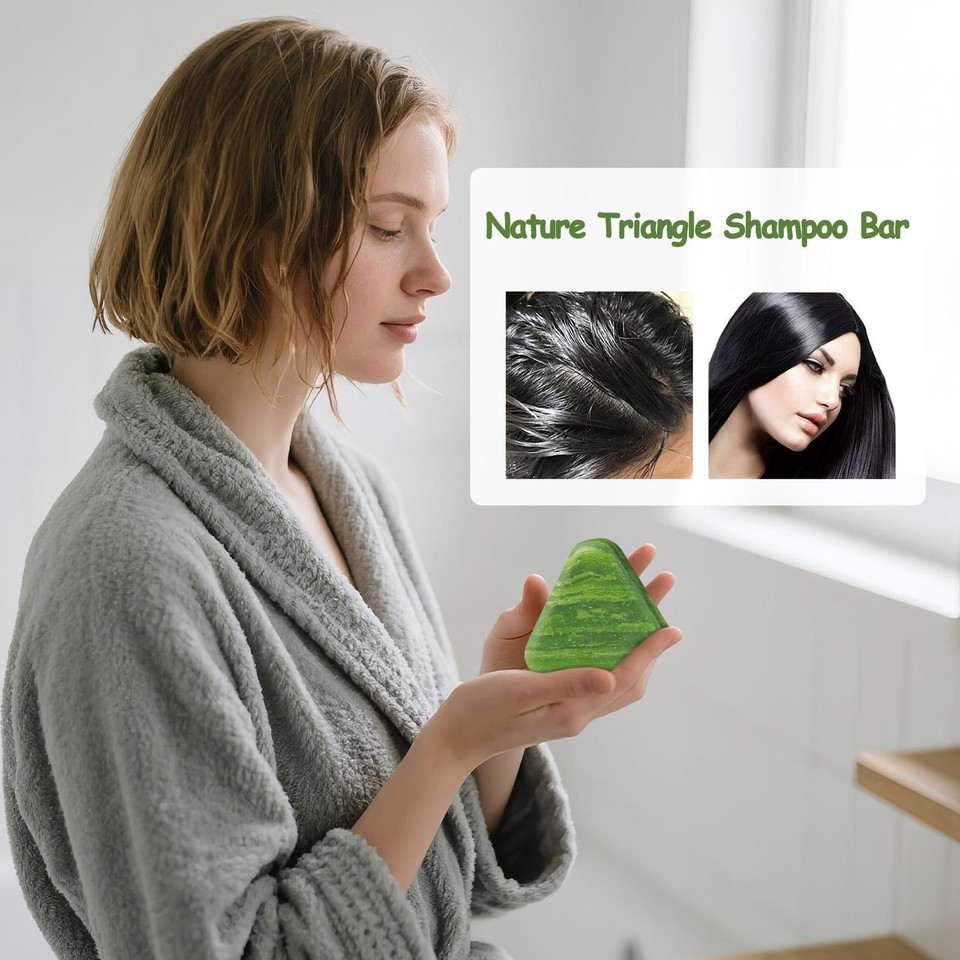 Nature Triangle Shampoo Bar, Naturgrün -Seife Shampoo, Usman Grass ...