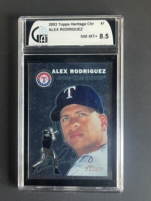 2003 Topps Heritage Chrome (Parallel 1:8) THC67 Alex Rodriguez Rangers ...