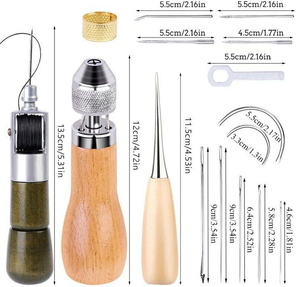 Leather Manual Speedy Sewing Stitcher Tool Awl Thread Kit with 4pcs ...