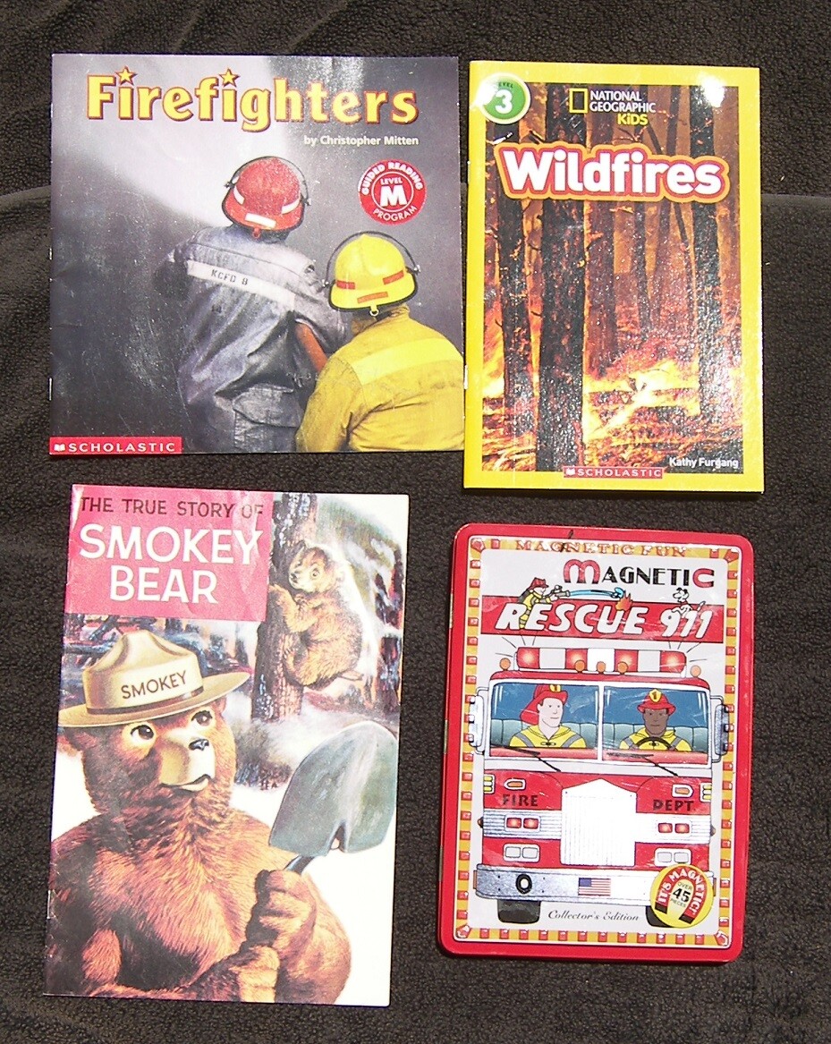 AGE 4+Tin Magnetic Rescue 911 Magnets Firemen Firefighters Wildfire ...