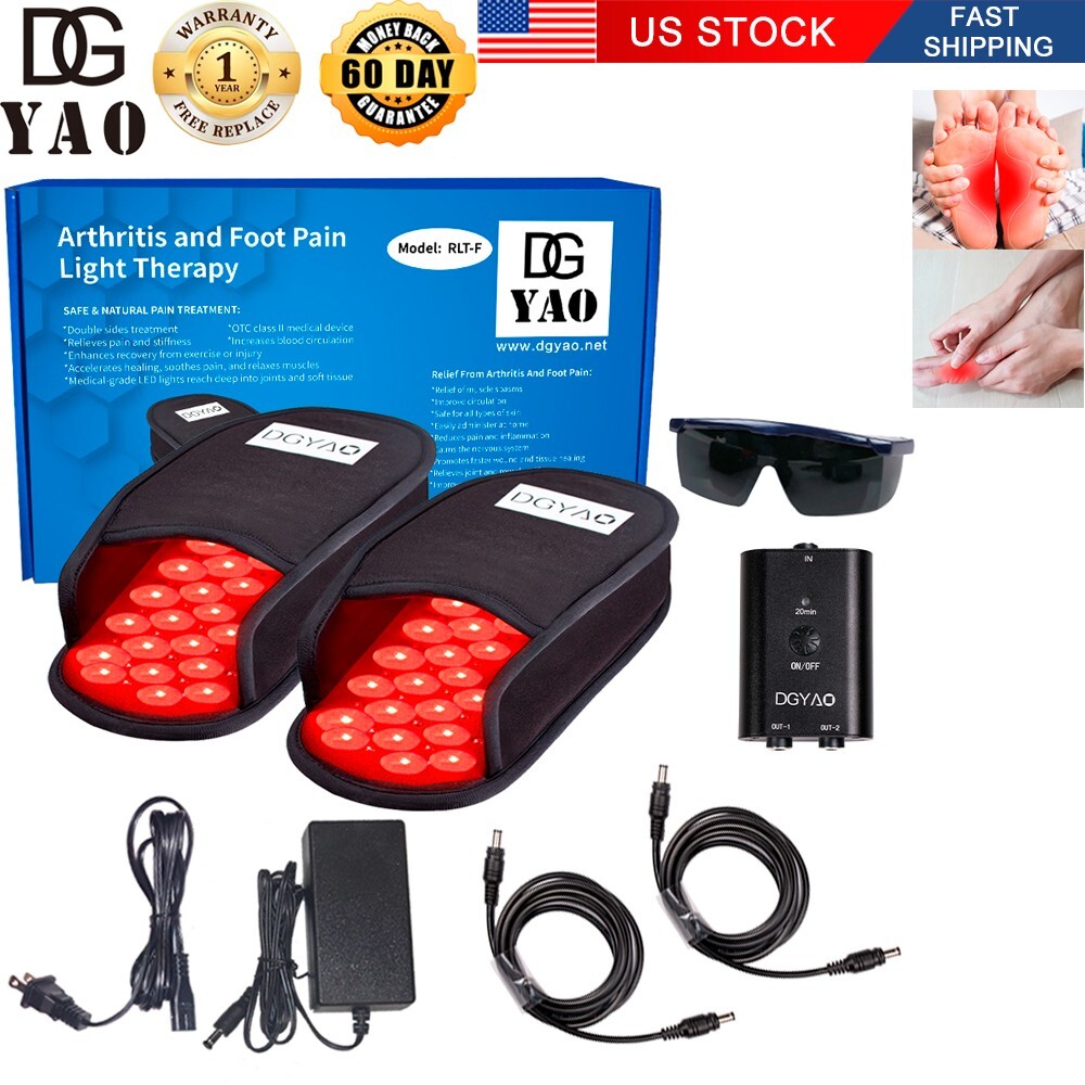 LED Infrared Red Light Therapy Slippers for Foot Neuropathy Joint Pain ...
