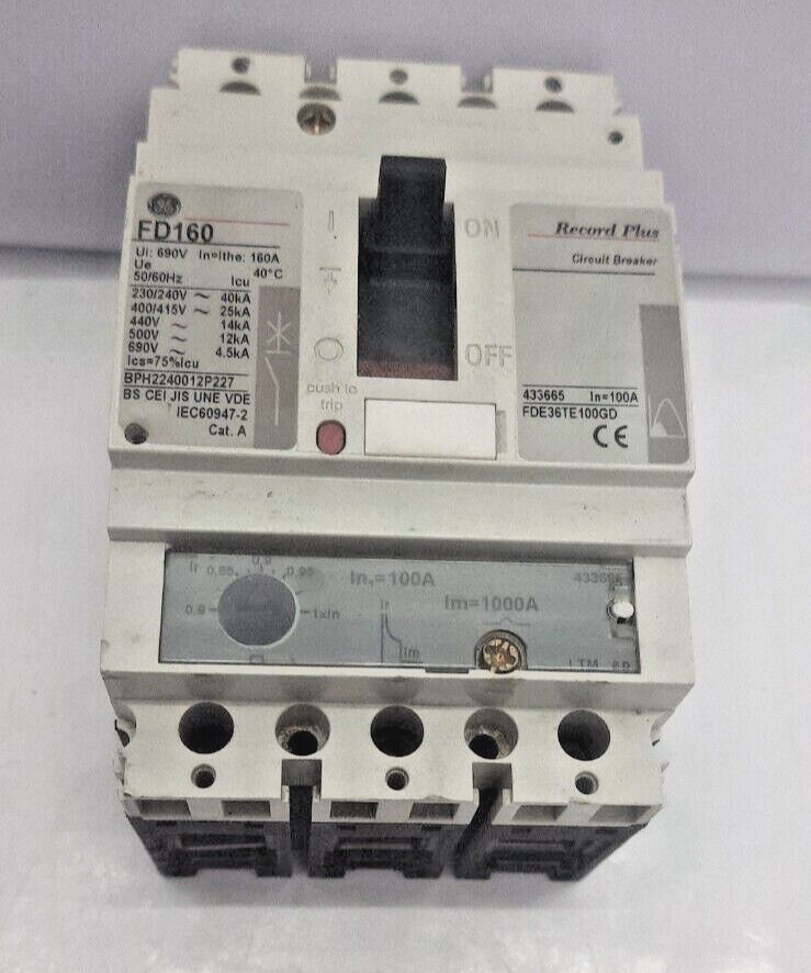 GE Record Plus FD 160 , 100 A, FDE36TE100GD Circuit Breaker Free ...