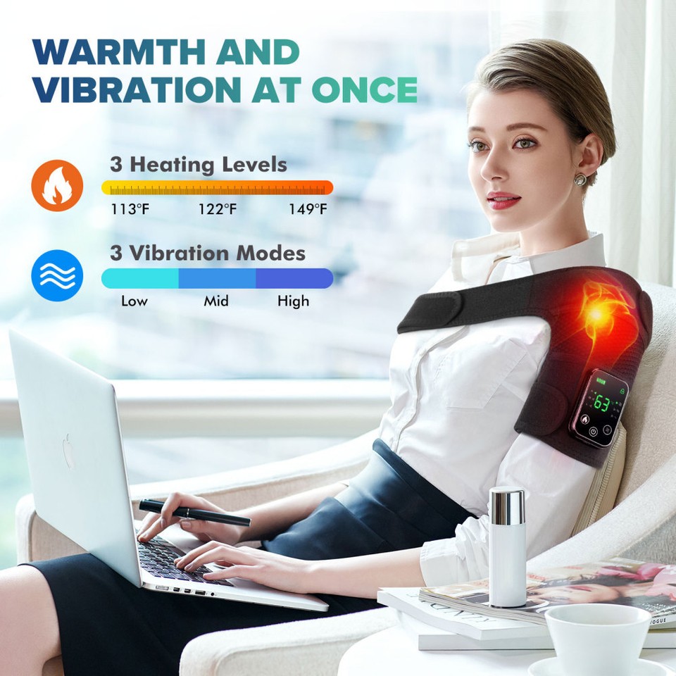 Cordless Heated Knee Brace Wrap Massager with Vibration for Knee ...