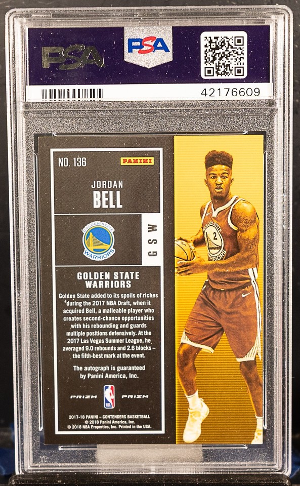 6609 Jordan Bell 2017-18 Contenders Silver Prizm Premium Rookie Auto ...