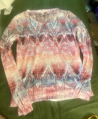 Sundance Cotton Blend Long Sleeve Colorful Top Shirt Large Great! | eBay