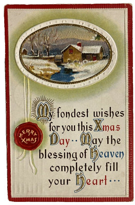 1915 Merry Christmas New Year Embossed Postcard St. Johns Michigan ...