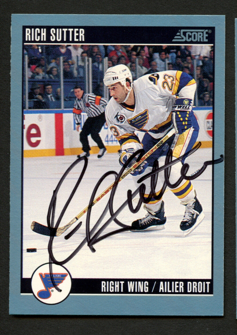 Rich Sutter #327 signed auto 1992-1993 Score Canadian Version Hockey ...