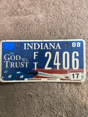 2008 Indiana “In God We Trust” License Plate - FT 2406 - Nice | eBay
