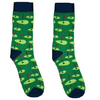 Funky Retro Novelty GOLF COURSE PUTTING GREEN Crew Socks Hole-in-One ...