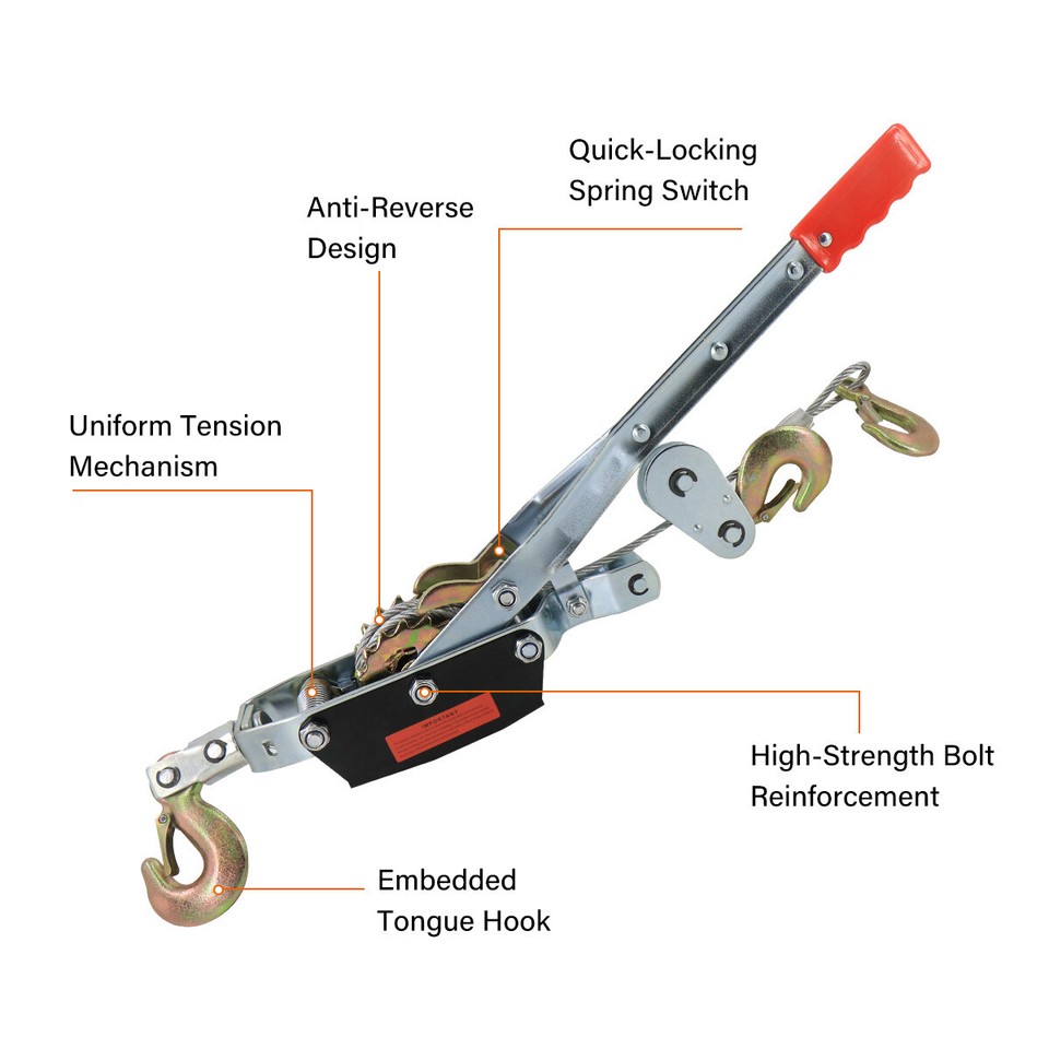 4 Ton Rachet Come Along Hand Winch Portable Heavy Duty Hand Power Cable ...