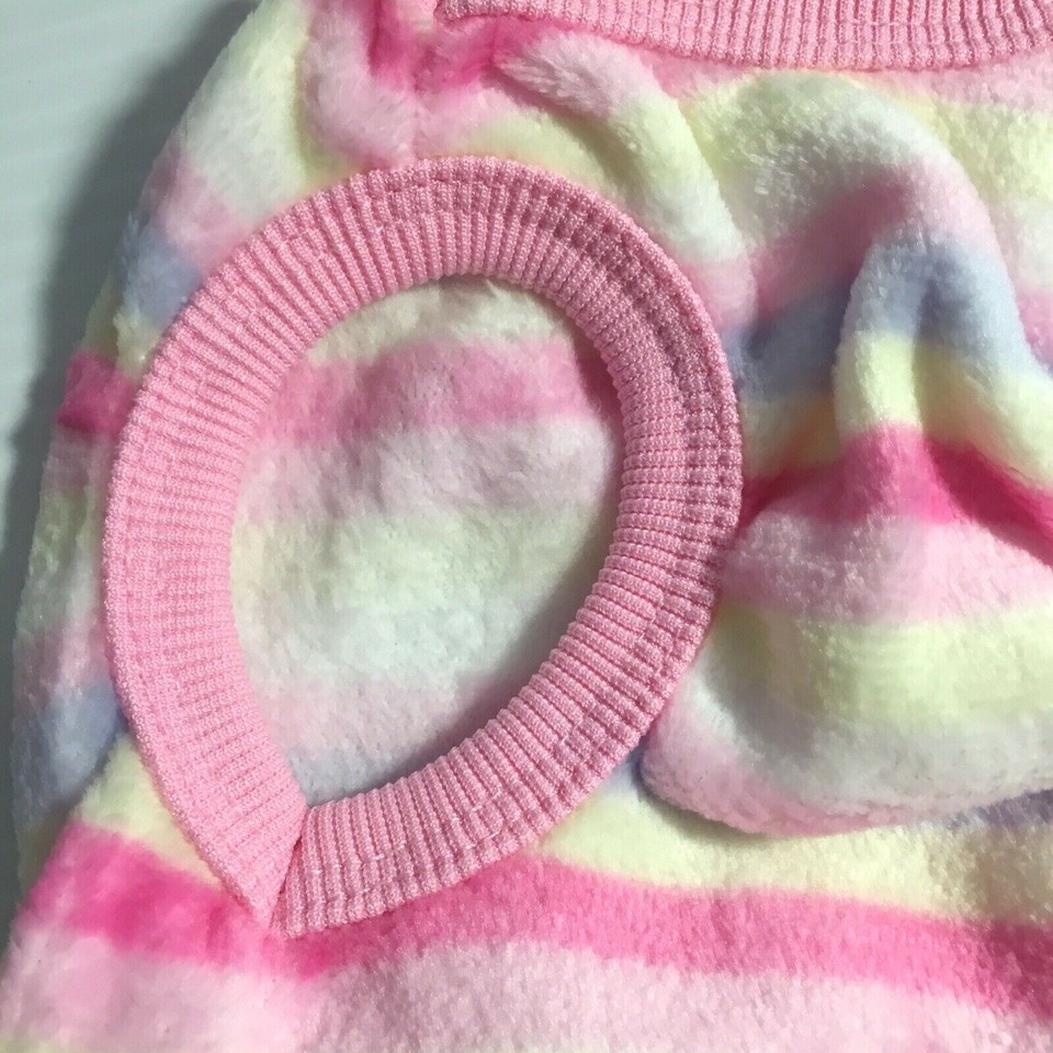 White Bunny and Stripes Microplush Type Dog Shirt Top M 7-10 Lb Yorkie ...