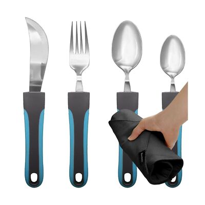 Adaptive Disability Parkinson Eating Utensils Weighted Knive Fork Spoon ...