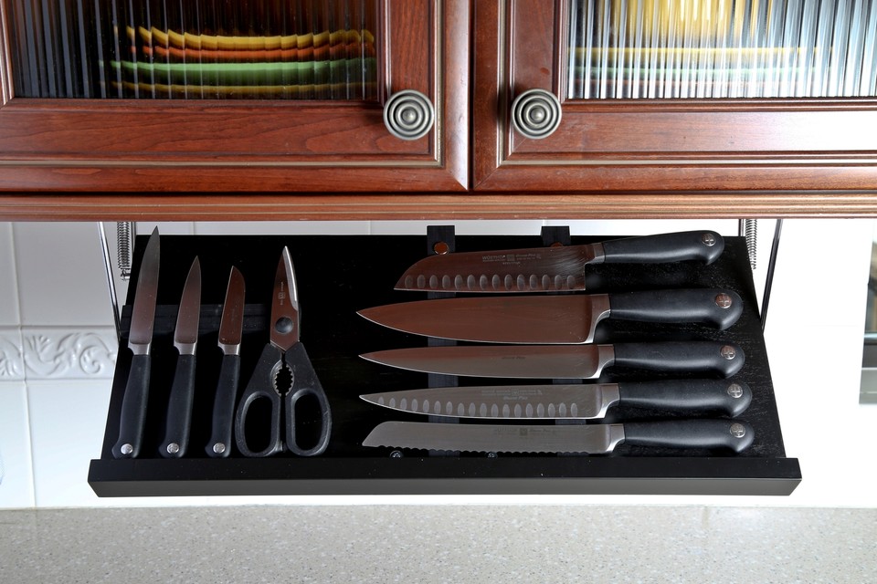 Drop Block Under Cabinet Knife Storage Rack - Small, Black | eBay