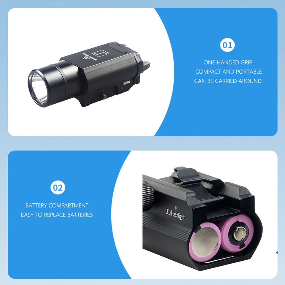 2025 Tactical 1000LM LED Pistol Flashlight Strobe Gun Light for 20mm ...
