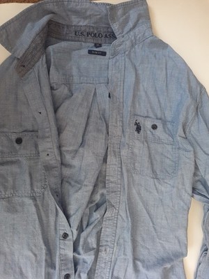 U.s. Polo Assn. Polo Button up Long Sleeve Blue Medium Slim Fit | eBay
