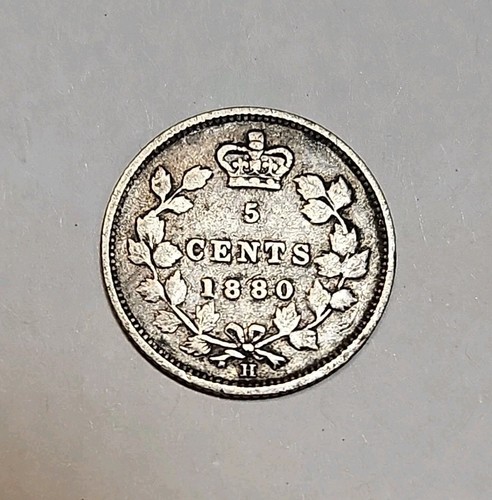 1880 H 🇨🇦 Canada 5c Sterling Silver Fishscale Nickel Victorian Era Nice ...