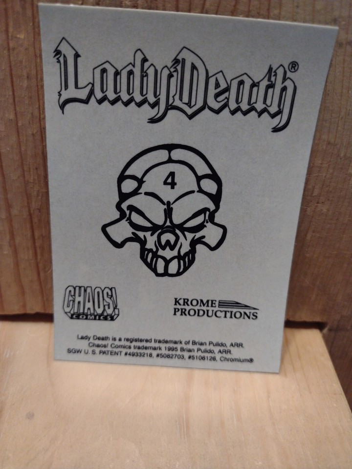 1995 CHAOS COMICS: LADY DEATH #4 CREMATOR STICKER . . CHROMIUM MC3 | eBay