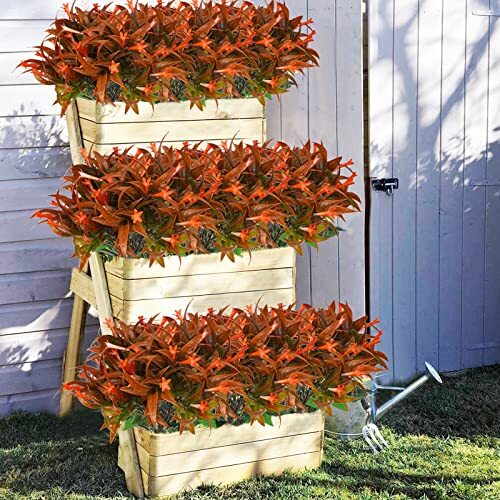 6 Pcs Artificial Morning Glory Shrubs Bushes Outdoor Plants for Porch ...