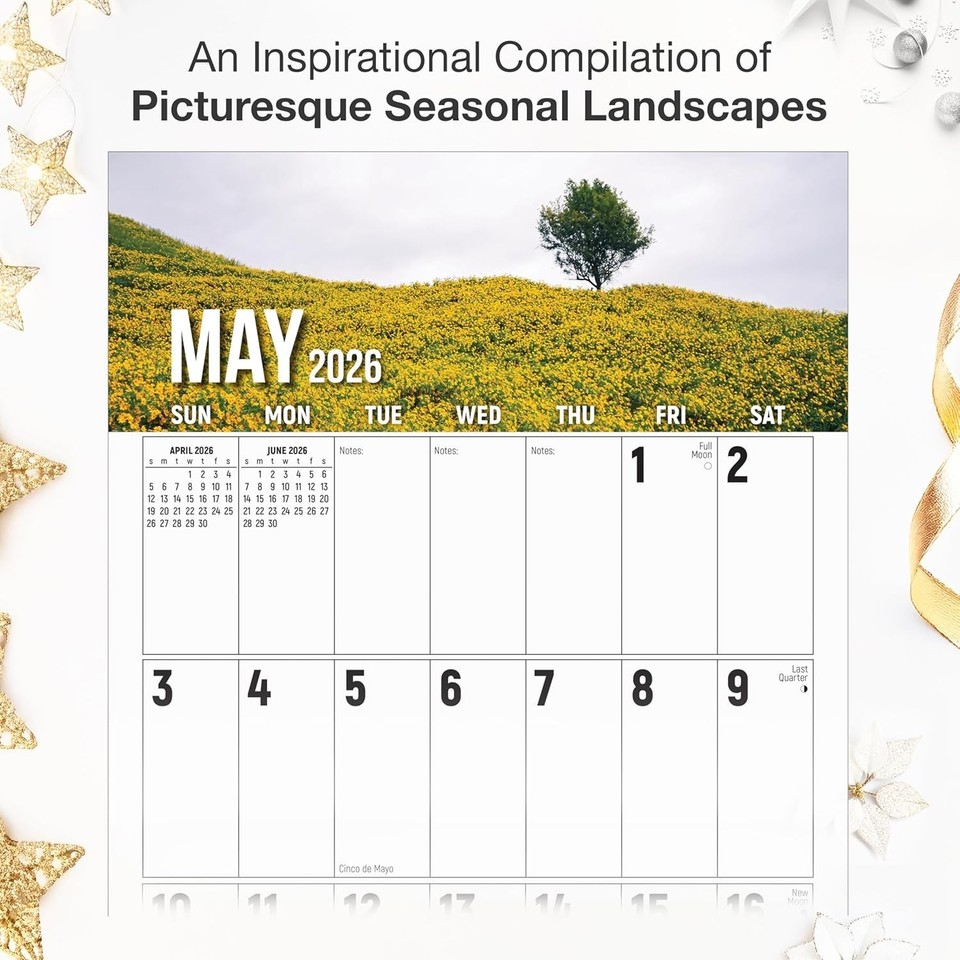 The Big Grid Planner - with Lines 2026 Wall Calendar 12 Month | 12" x ...