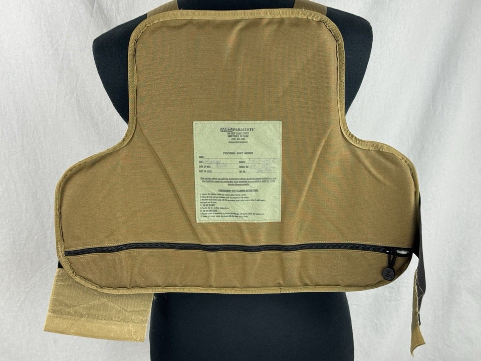 USGI MSA Paraclete CVC Personal Body Armor IIIA Vest Coyote Brown USED ...