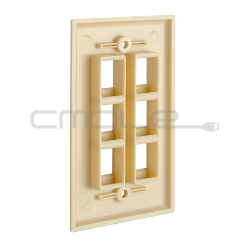 Keystone Jack Wall Plate 6 Hole Port Faceplate Network CAT5e CAT6 Ivory ...
