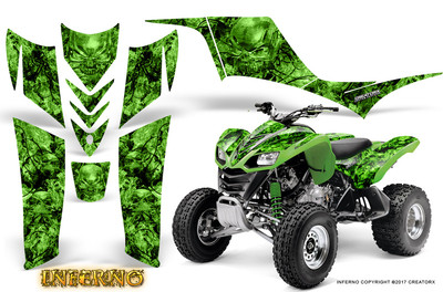 KAWASAKI KFX 700 GRAPHICS KIT CREATORX DECALS INFERNO GREEN | eBay