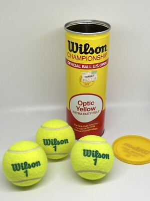 Wilson Championship 3 Tennis Balls in a Metal Can Optic Yellow Vtg | eBay