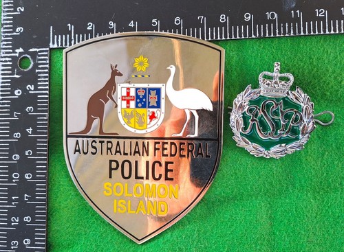 AFP Solomon Island metal plaque shield & obsolete RSIP badge. | eBay