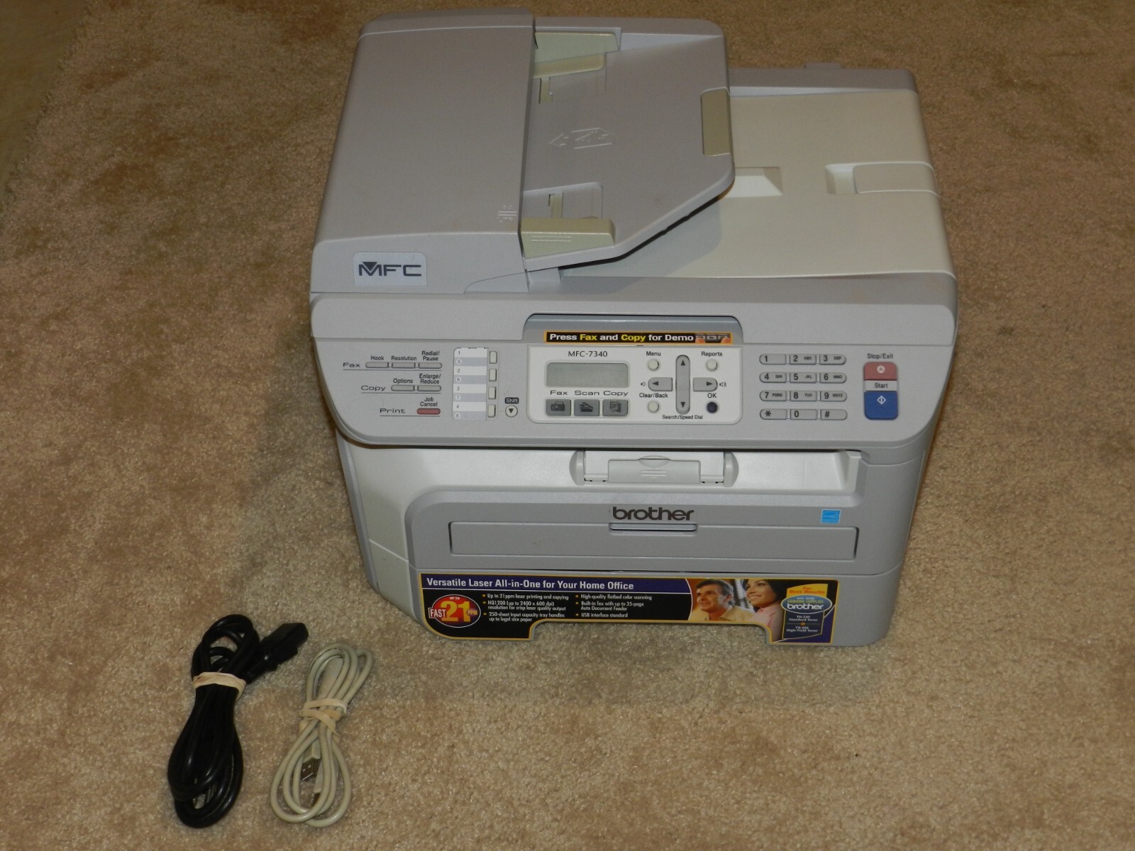 Brother MFC-7340 All-In-One FAX Laser Printer PAGE COUNT ONLY 1800 ...