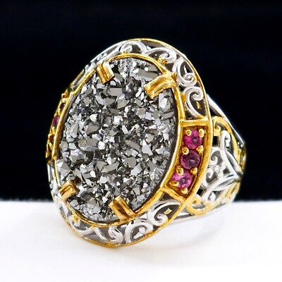 GEMS EN VOGUE MICHAEL VALITUTTI STERLING SILVER DRUZY OVAL RING SIZE 5. ...