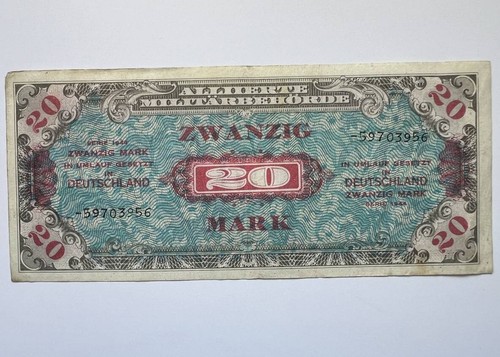 GERMANY 20 MARK 1944 PAPER MONEY BANKNOTE GERMAN BANK NOTE WORLD WAR ...