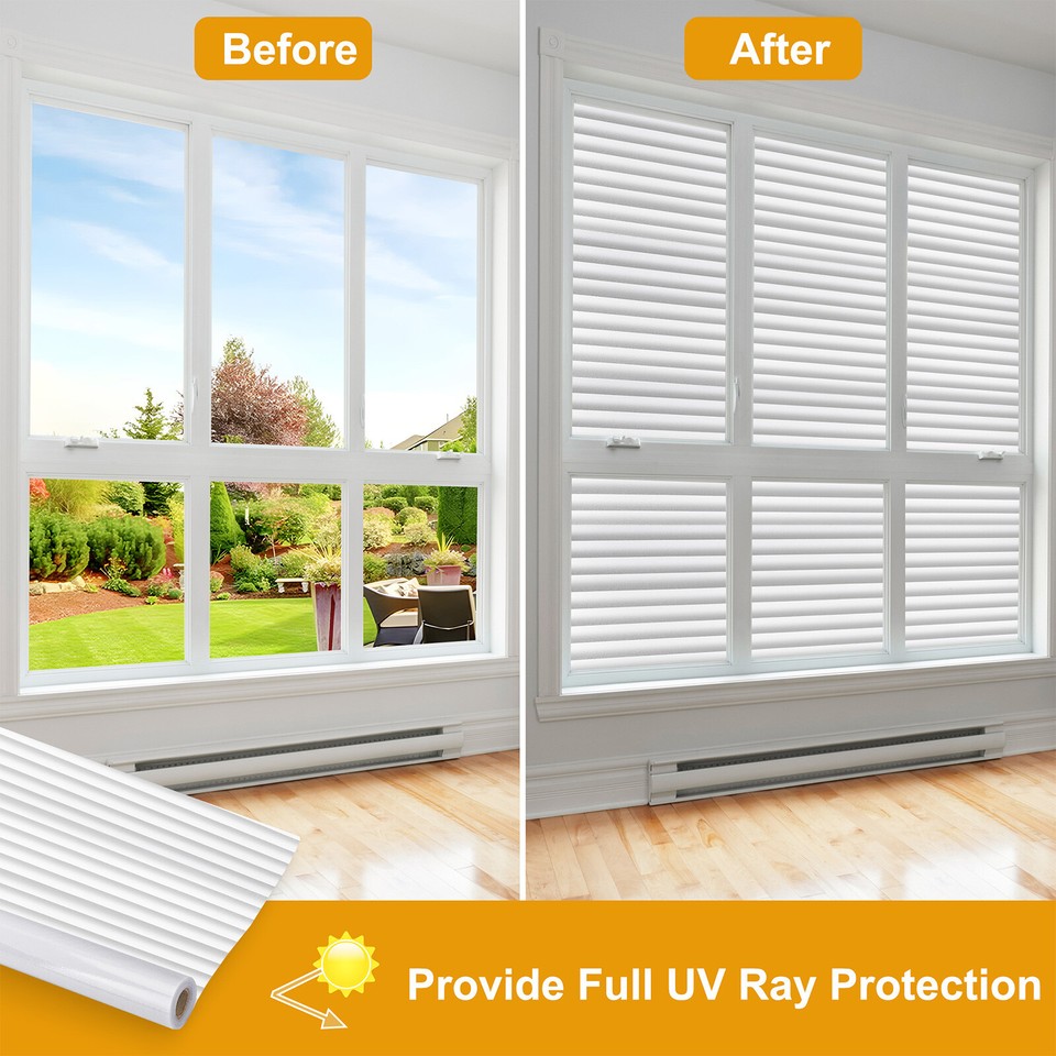 78.7 x 17.8'' Privacy Window Film Covering Reeded Static Glass Sticker ...