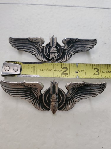AUTHENTIC WWII US Army Air USAAF 3" Sterling Silver BOMBARDIER BOMBER ...