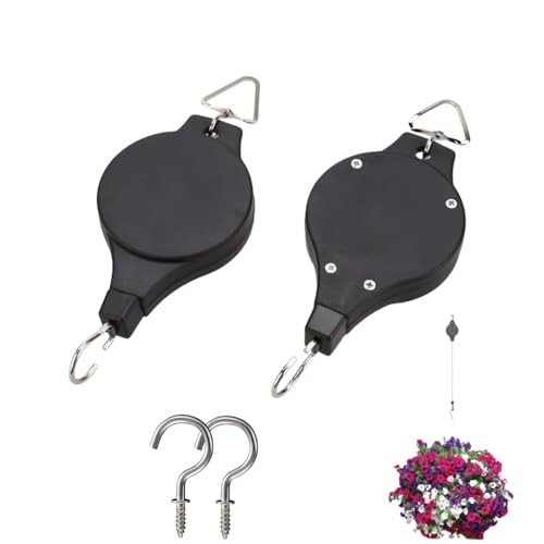 2 Pack Plant Pulley, Retractable Heavy Duty Easy Reach Pulley Plant ...