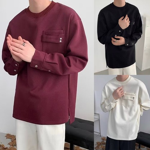 Herren Pullover Pulli Langarm Freizeit Loose Fit TShirt für den Alltag ...