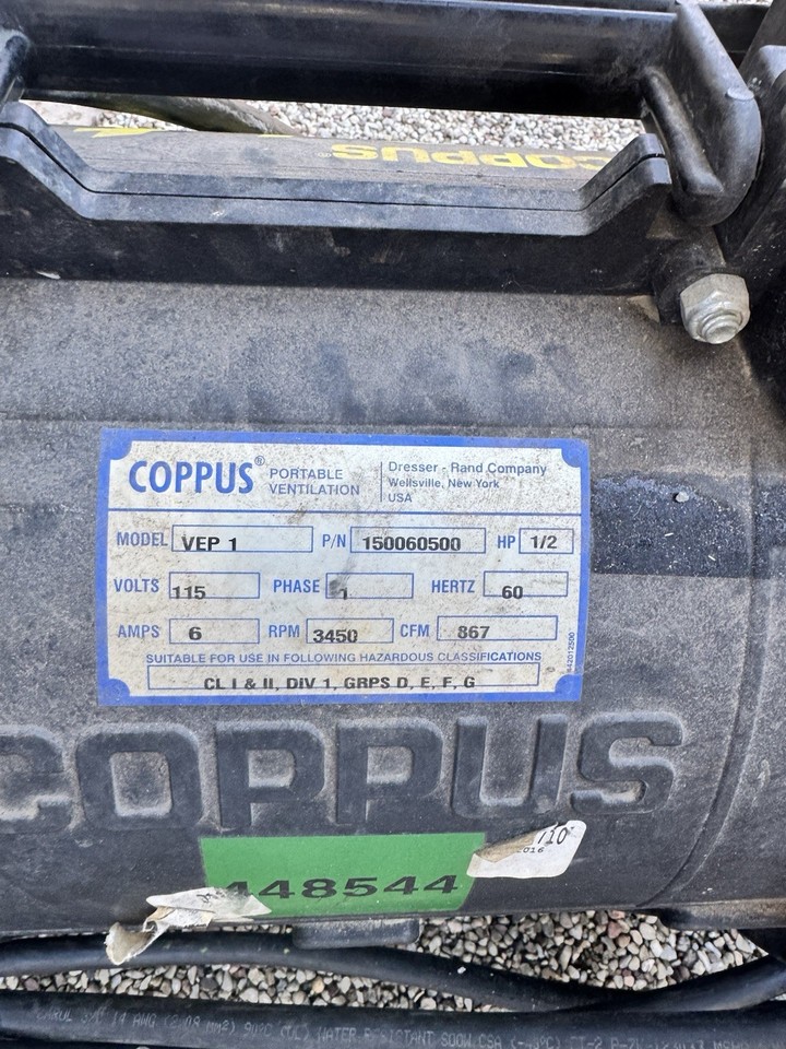 Coppus VEP 1 Portable Ventilation Blower 115V 1/2 HP 867 CFM 1 Phase ...