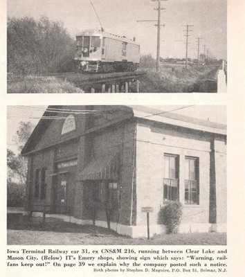 Iowa Term. Car 31 & Emery IA Electric Car Barn Clear Lake Mason City ...