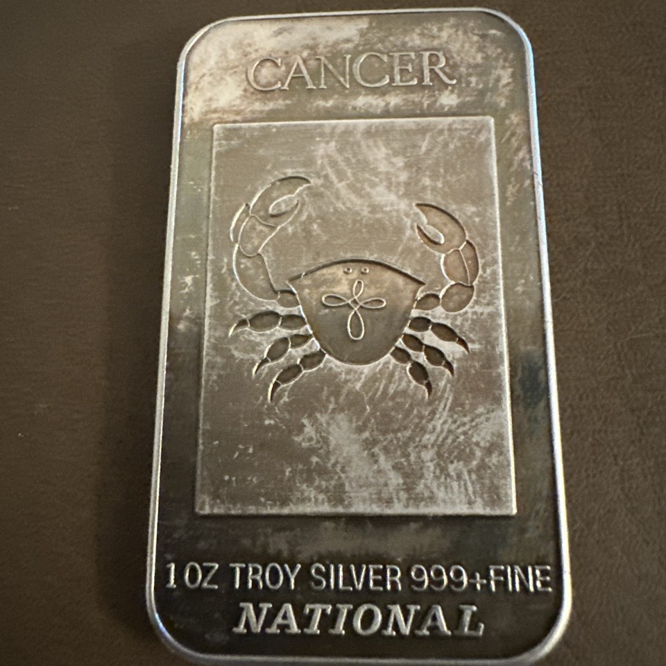 1 Troy Ounce Silver Bar 999+ Fine National Cancer | eBay