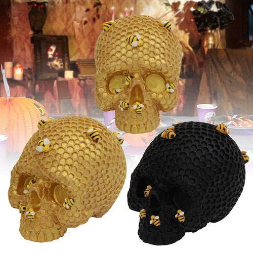 Resin Bee Skull Head Statue Halloween Decoration Creative 3D Art Crafts ...