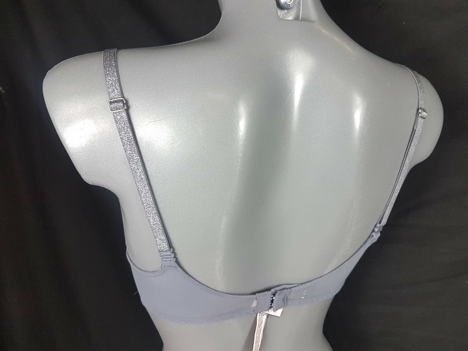 Victoria Secret 2 Way Bra GREY Silver Thread Lace Bra 32D E70 ...