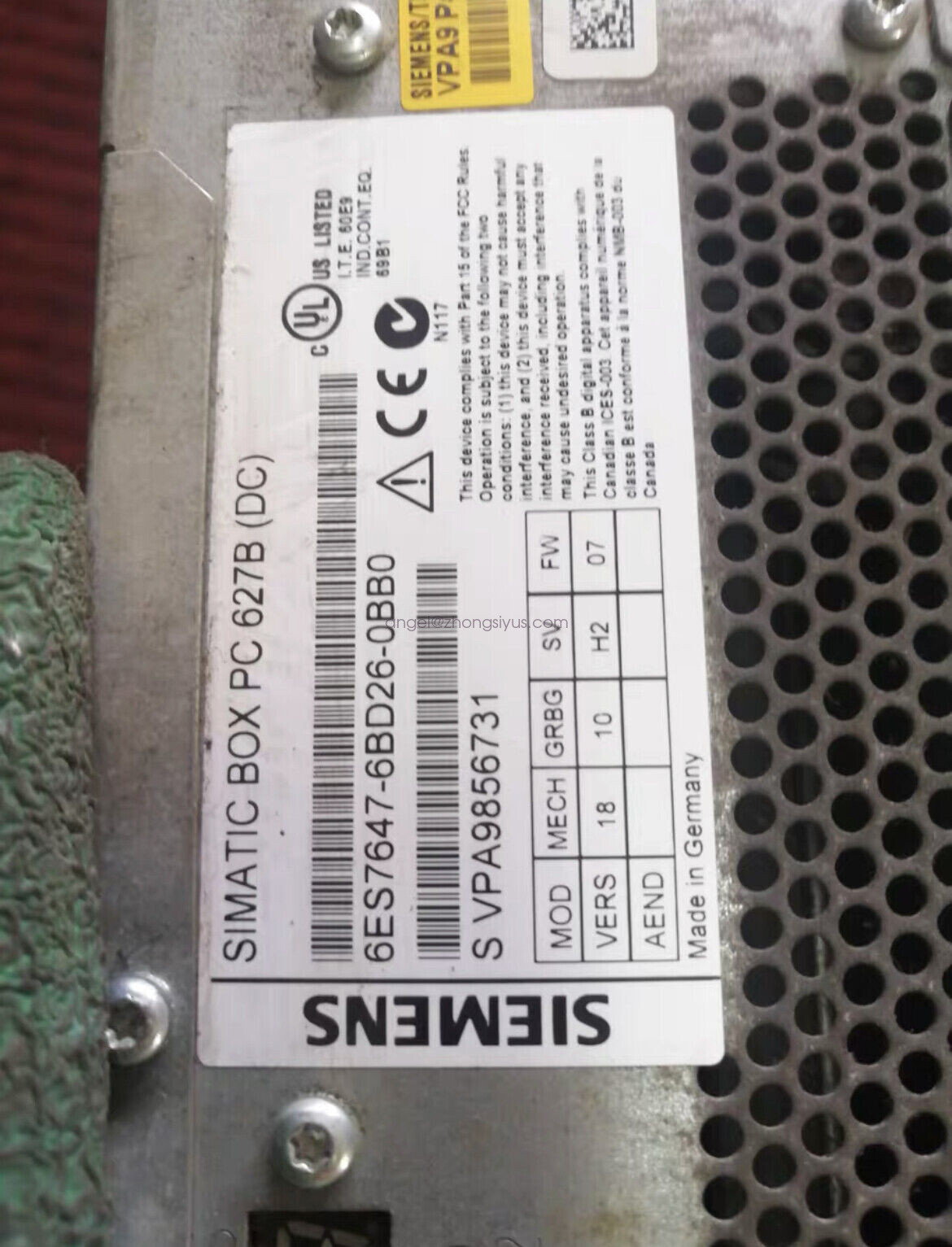 6ES7647-6BD26-0BB0 Used SIMATIC Box PC 627B; graphics onboard 6ES7647 ...